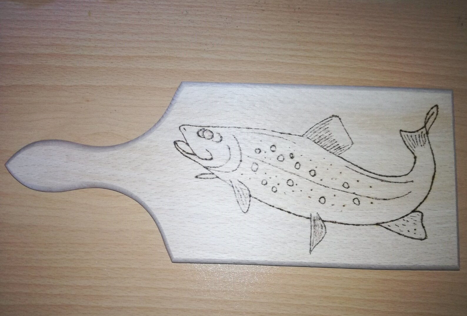 Wooden Cutting Board - Pyrography Engraved Fish Trout - Etsy