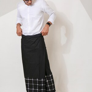 Batik Sarong Longyi Malong Unisex One Size Handmade Black Blue Sarong ...