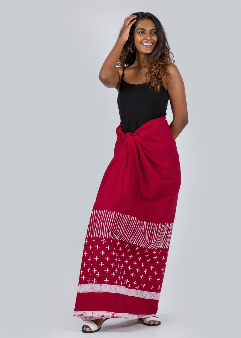 Batik Sarong Longyi Malong Unisex One Size Handmade Black Red Blue ...