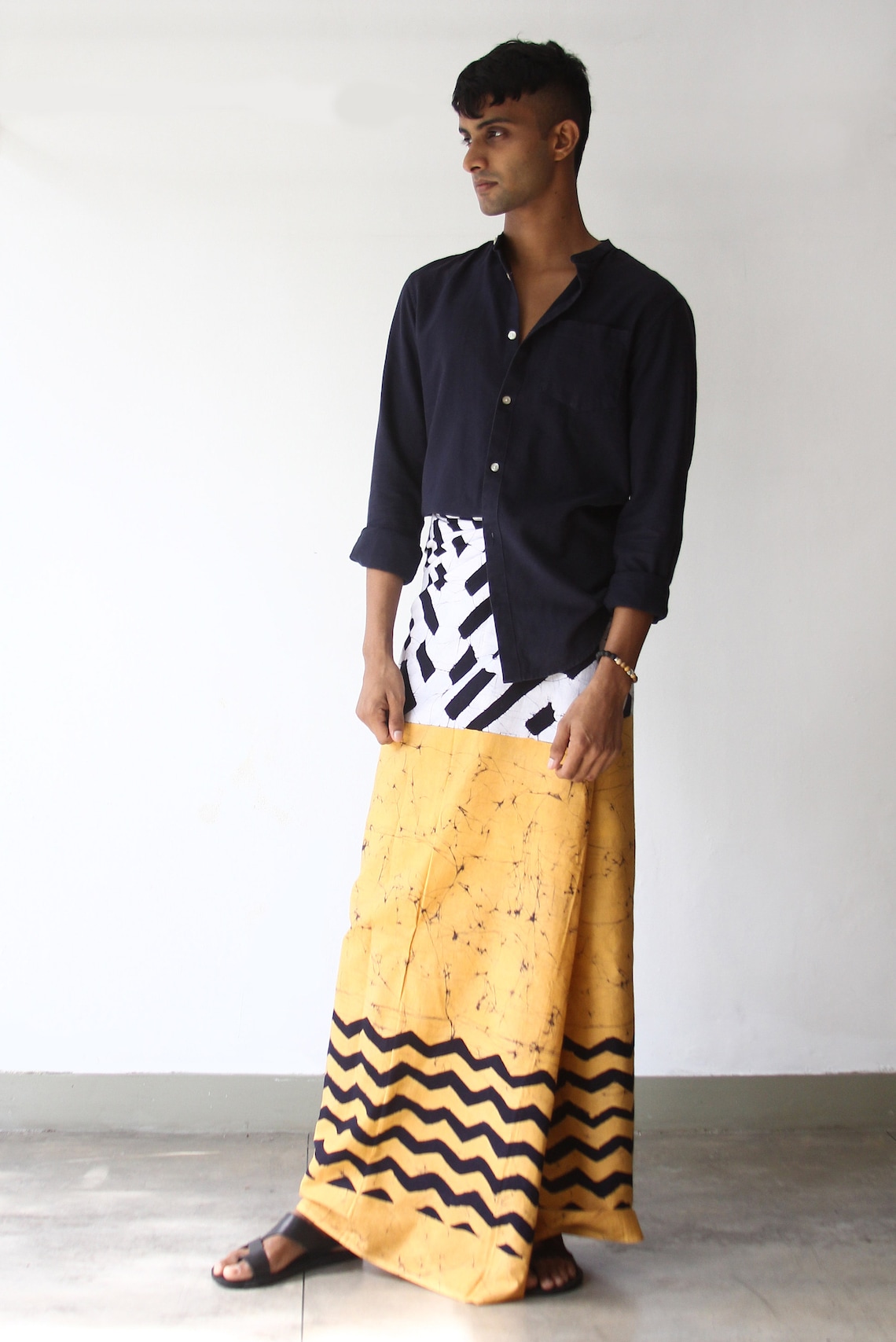 Batik Sarong Longyi Malong Unisex One Size Handmade Mustard Yellow ...