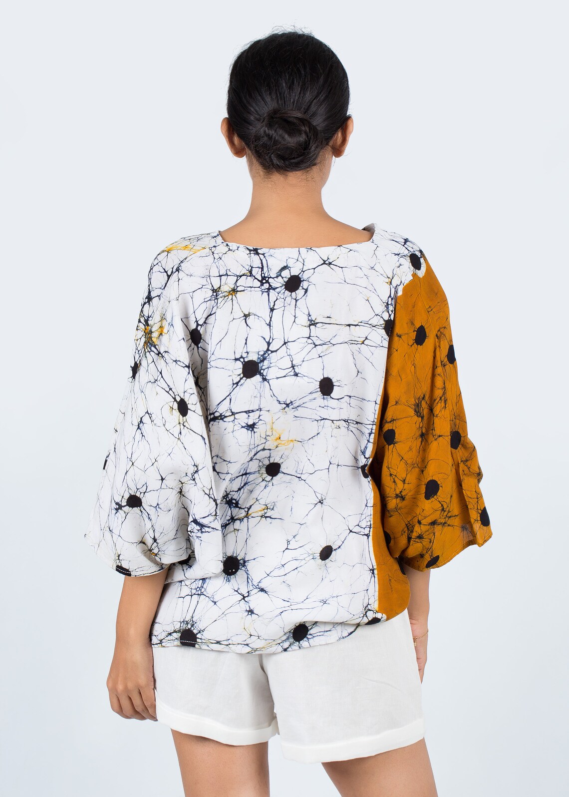 Slouchy Top Women's Handmade Batik Yellow & Brown Design - Etsy