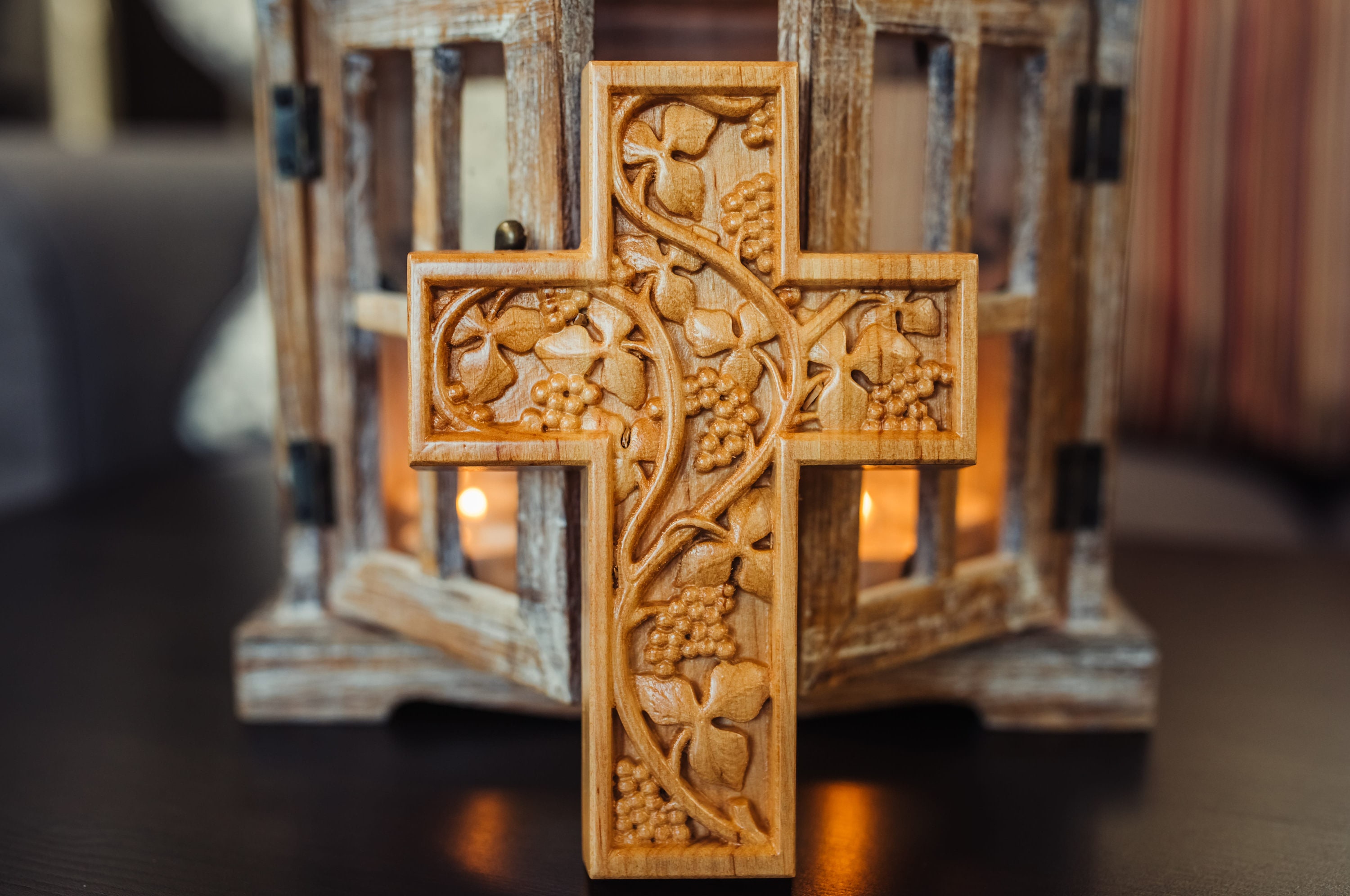 Carved Wooden Cross Vine, Wooden Cross, Wooden Wall Art, Wall Cross ...