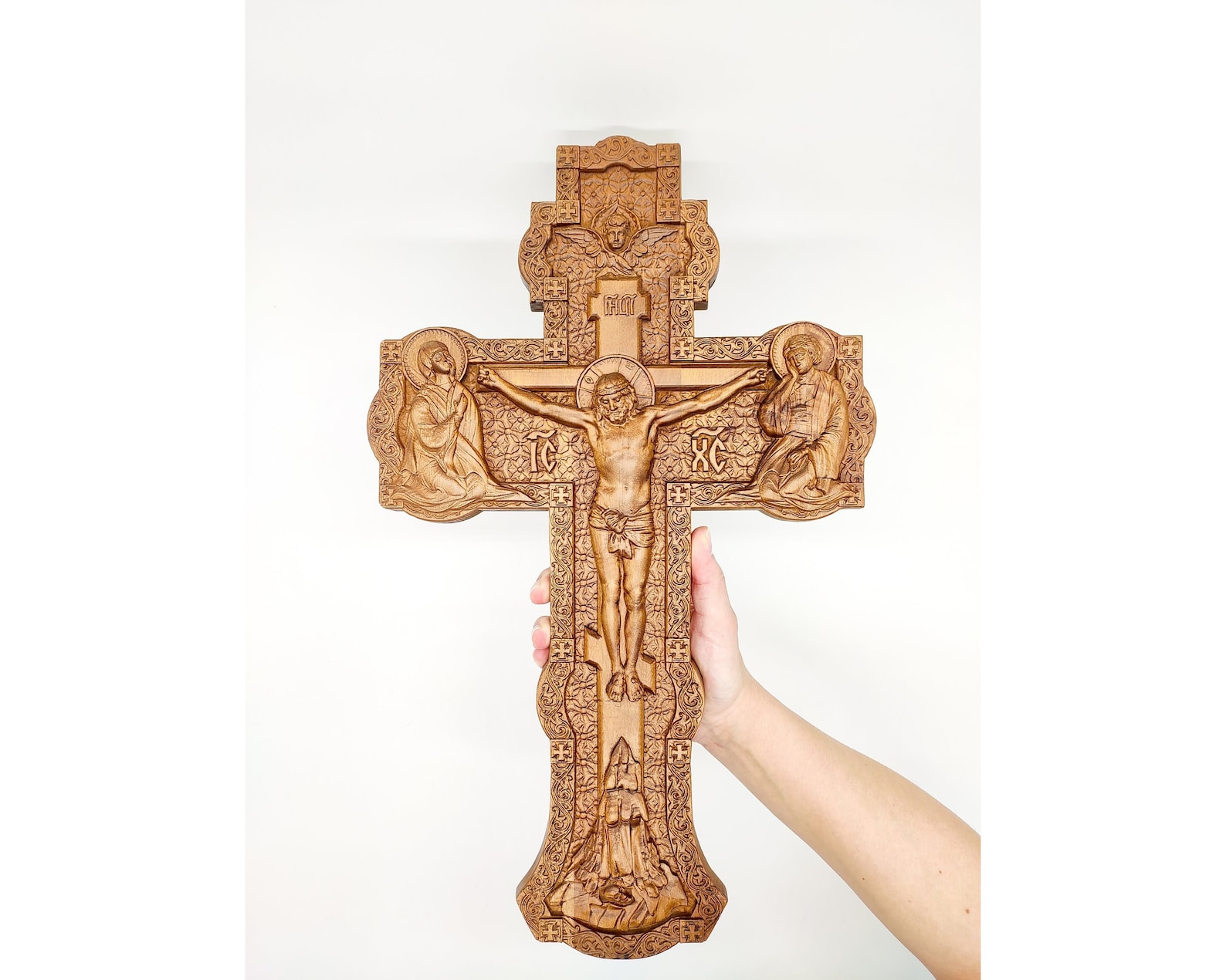 Wooden Crucifix, Jesus Christ, Carved Wooden Cross, Orthodox Cross Wood ...