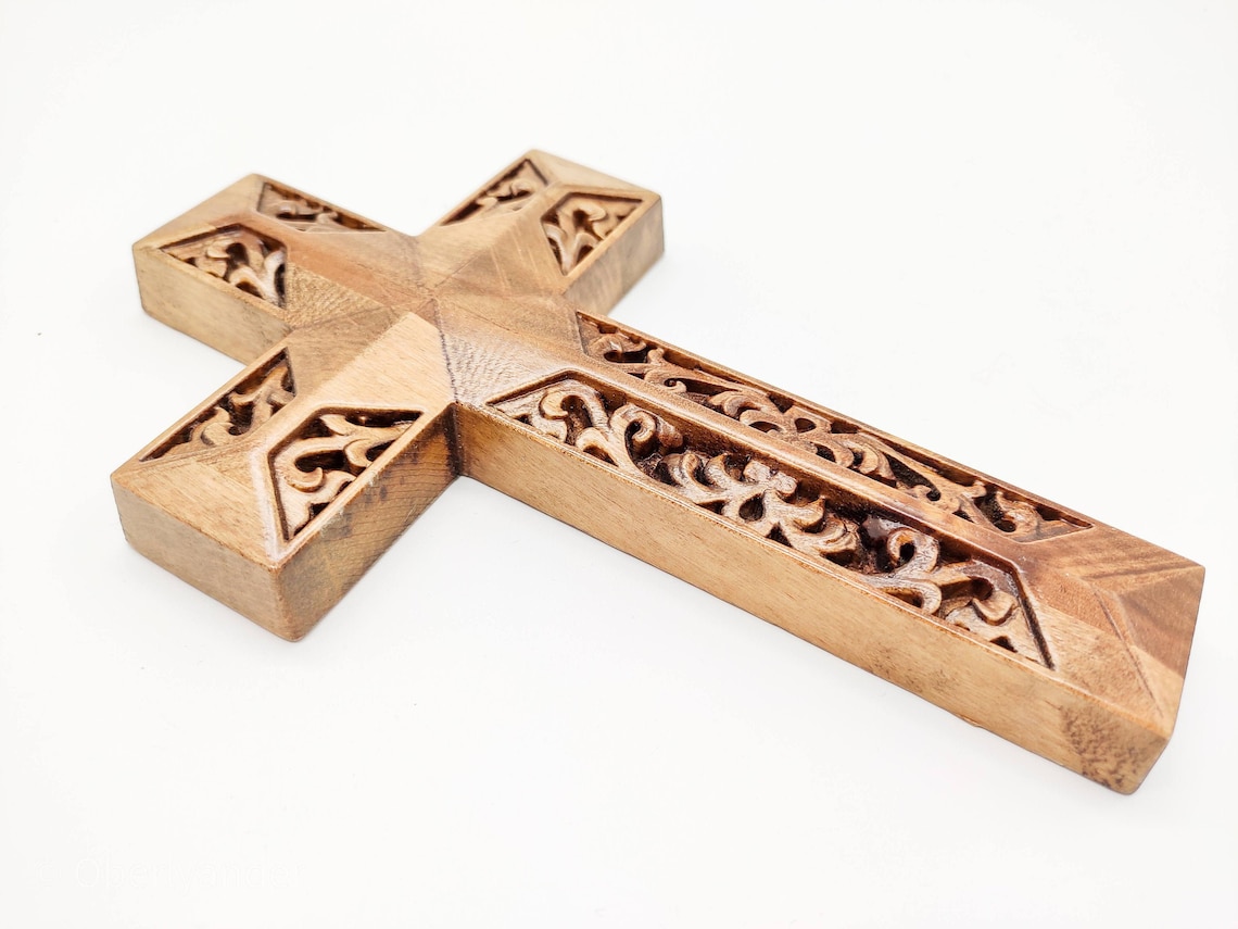 Wooden Wall Art Cross Wooden Cross Carved Wooden Cross Wall | Etsy