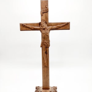 Big Crucifix Catholic Cross 18.5" Height, Crucifix Wooden Cross, Carved ...