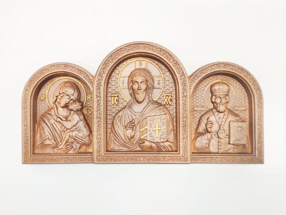 Triptych Wall Art Holy Family Triptych Mary Madonna | Etsy