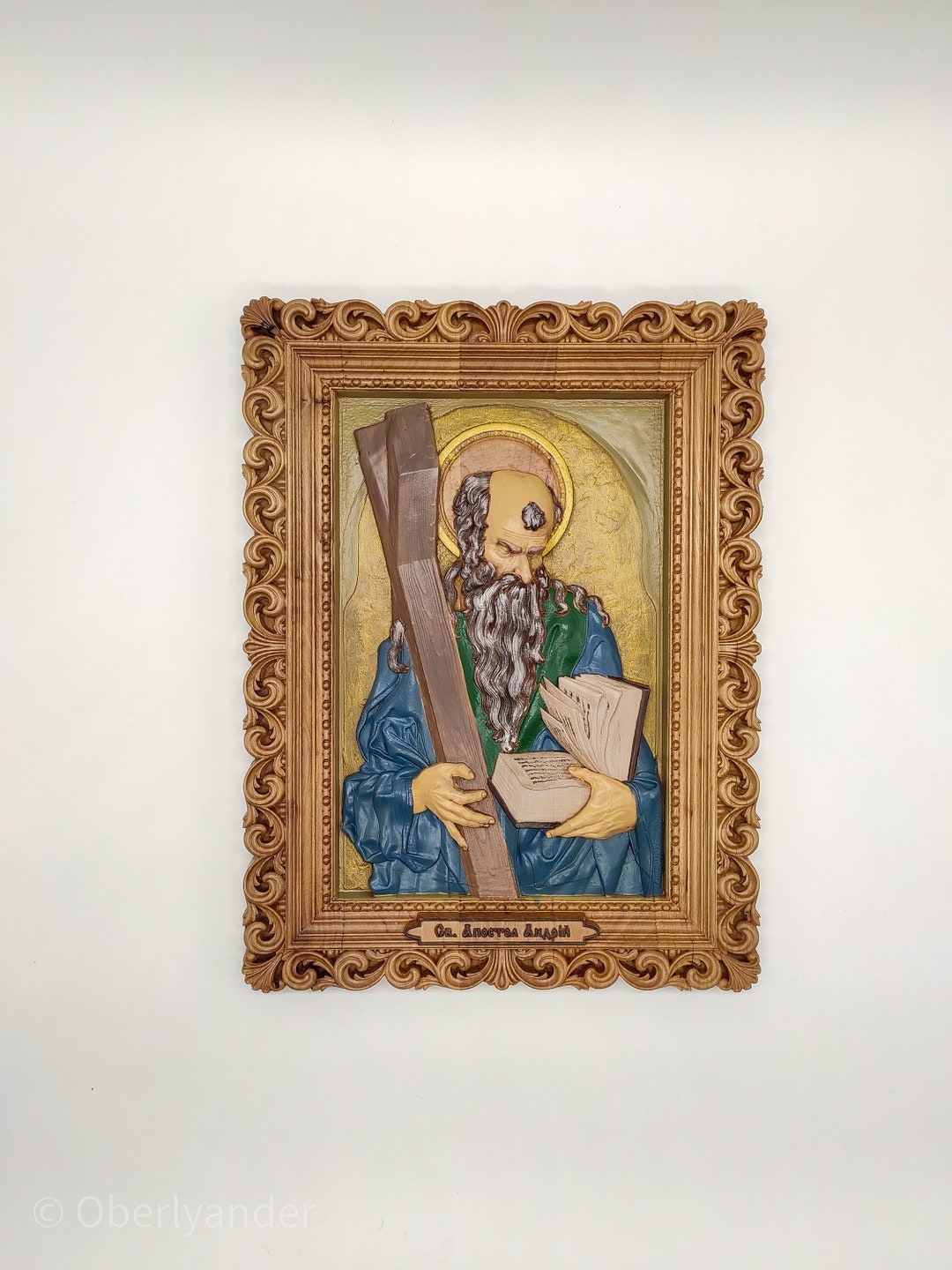 St. Andrew Wood Icon, Apostle, Patron of Scotland, Holy Face, Christian ...