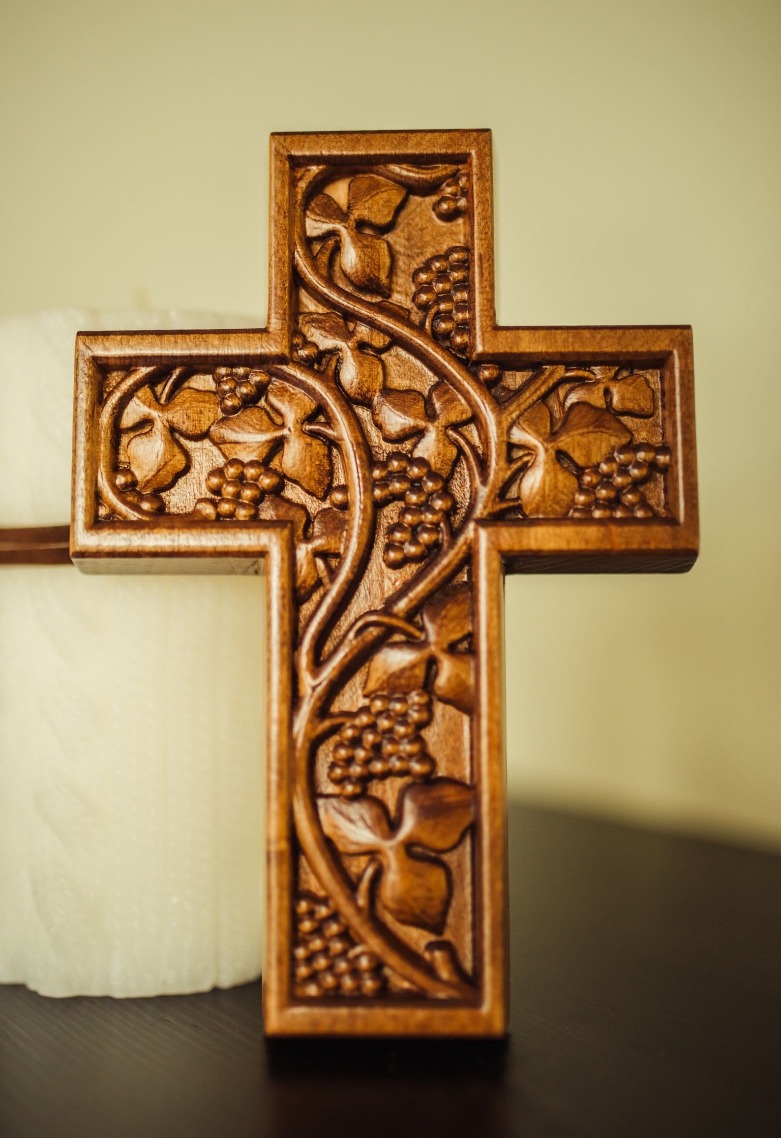 Carved Wooden Cross Vine Wooden Cross Wooden Wall Art Wall | Etsy