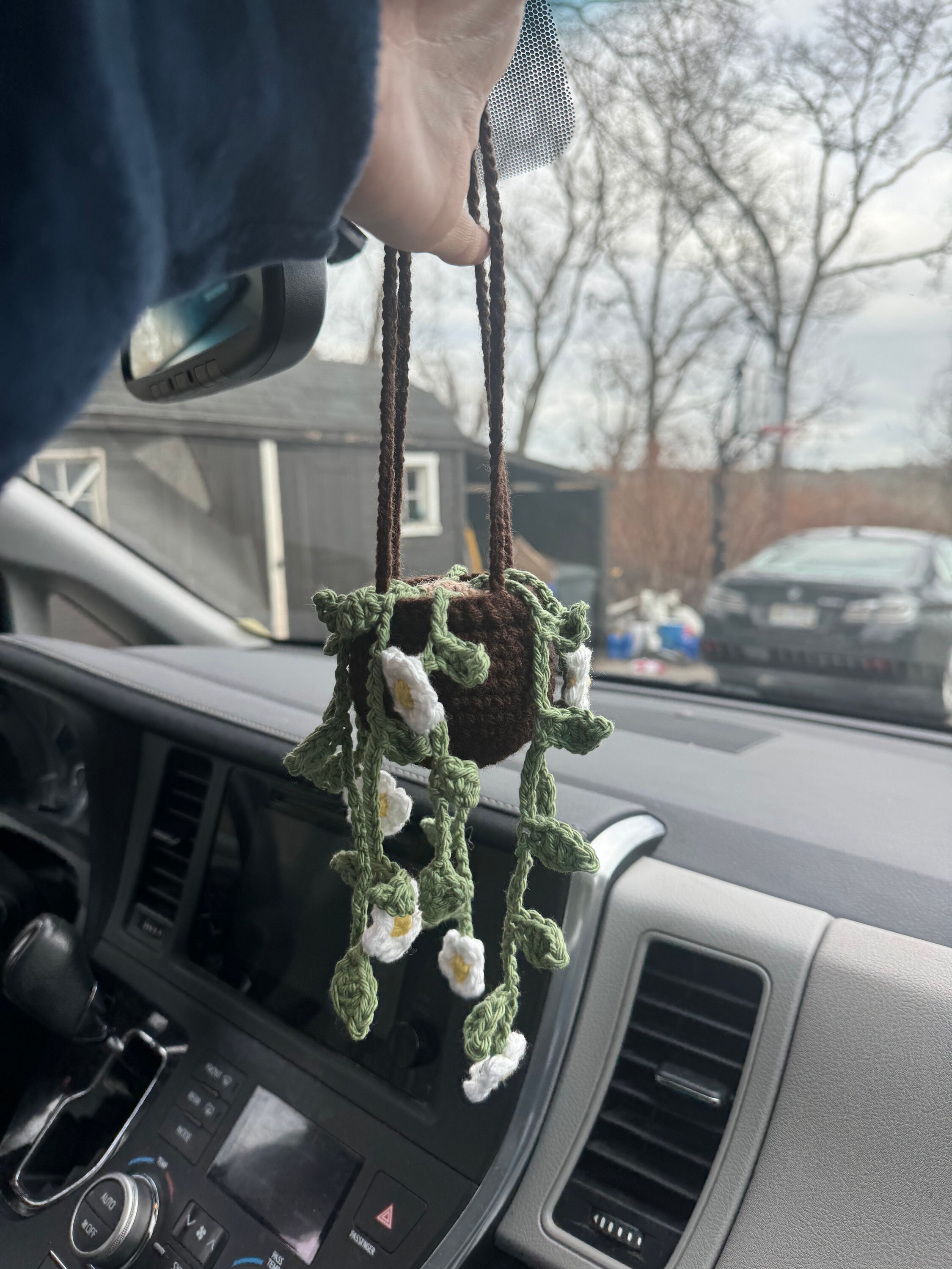 Crochet Hanging Plant, Hanging Car Mirror Plant - Etsy