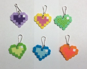 Colored Heart Perler Bead Keychain - Etsy