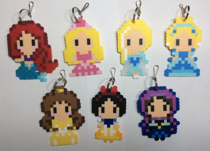 Princess Perler Bead Keychain - Etsy