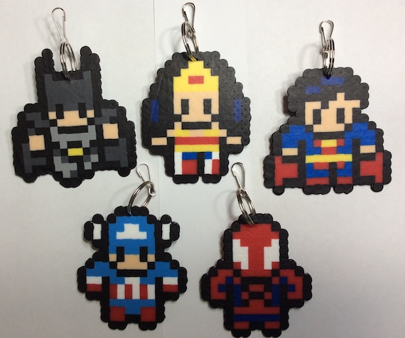 Super Hero Perler Bead Keychain | Etsy