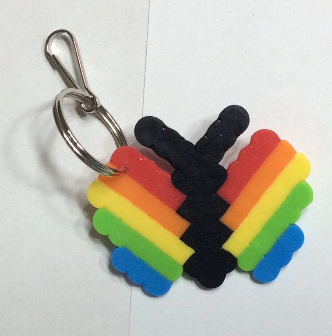 Rainbow Butterfly Perler Bead Keychain - Etsy