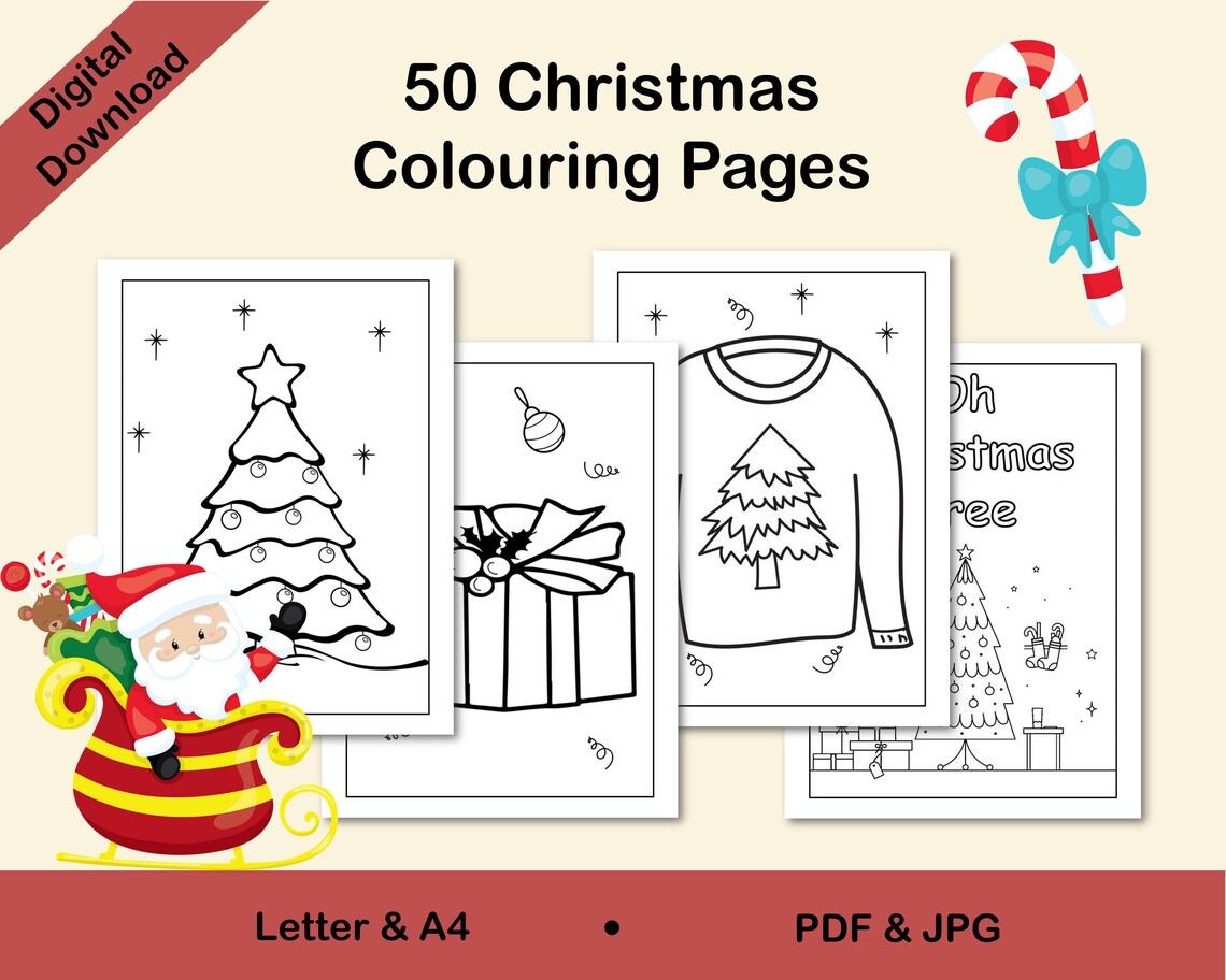 Christmas Colouring Pages for Kids Christmas Kids Activities - Etsy UK