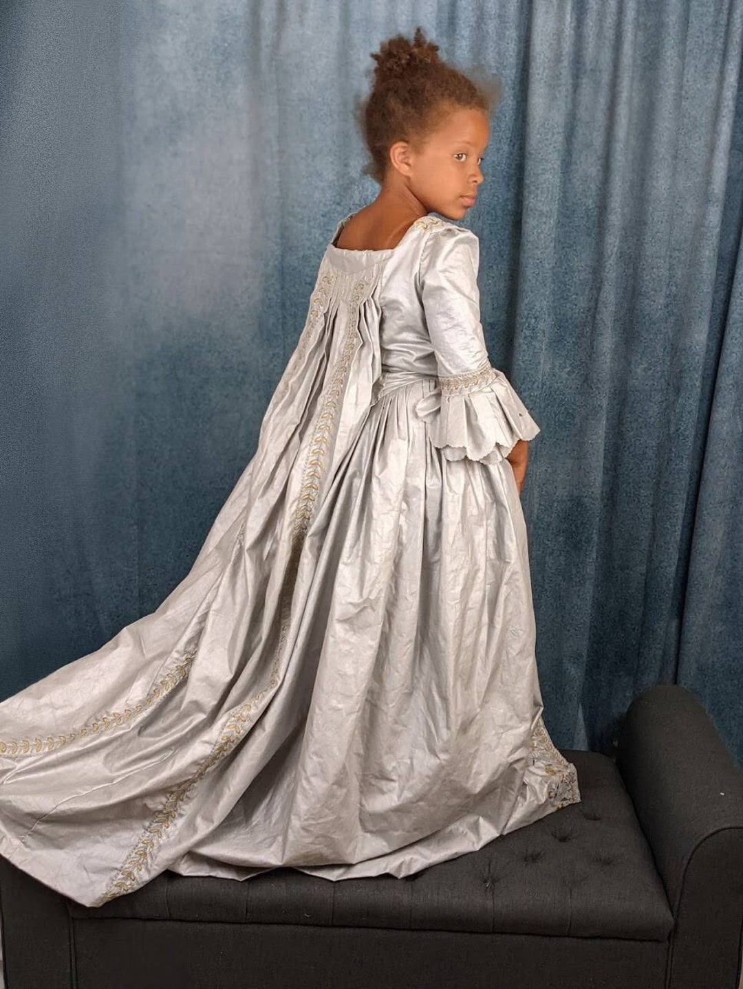 Embroidered Silver Saque Back Gown - Etsy