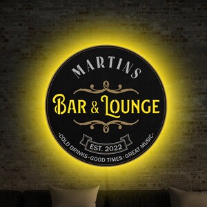 Bar Neon Sign, Custom Bar Sign, Bar and Lounge Sign, Personalized Bar ...