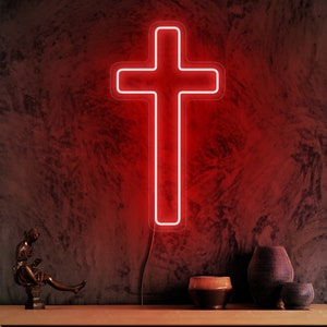 Cross Neon Sign, Cross Light Sign, Cross Led Sign, Christian Neon Sign ...