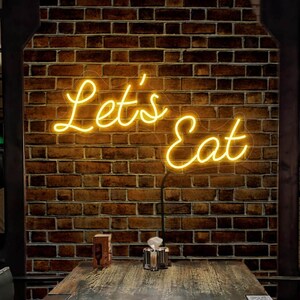 Let's Eat Neon Sign, Lets Eat Led Sign, Eatery Neon Sign, Restaurant ...
