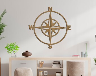 Wooden Compass Wall Art - Etsy