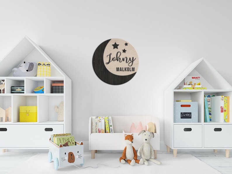 Moon and Stars Name Sign Moon and Stars Nursery Sign Moon | Etsy
