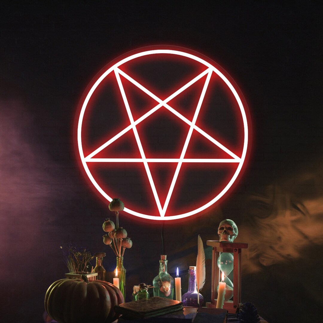 Pentagram Neon Sign, Pentagram Symbol, Baphomet Neon Sign, Inverted ...