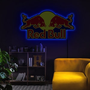 Red Bull Neon Sign, Red Bull Logo, Red Bull Racing Sign, Red Bull Sign ...