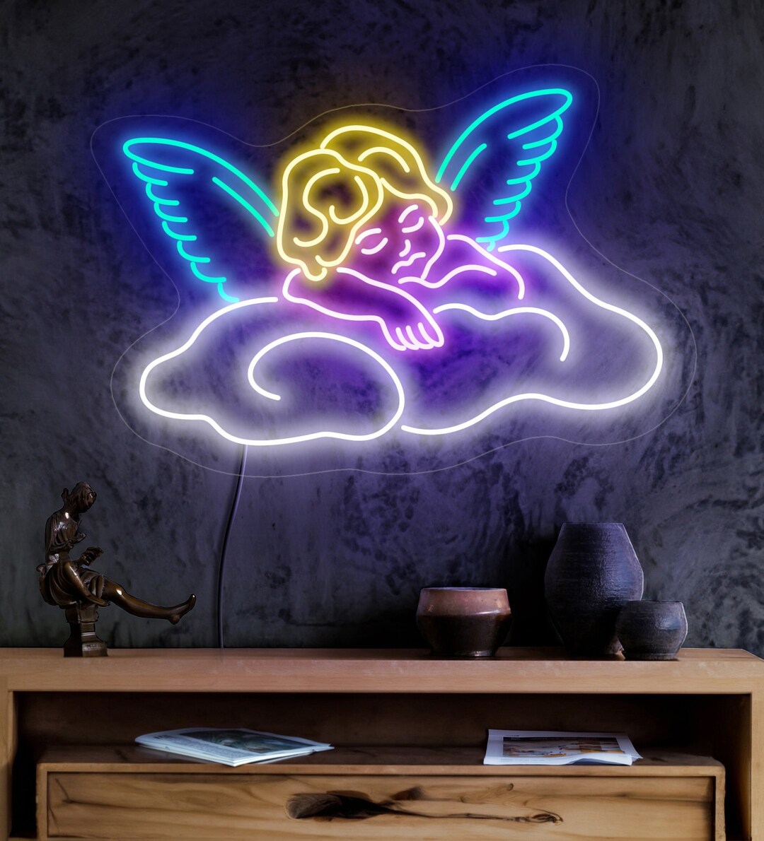 Sleeping Angel Neon Sign, Angel Led Sign, Christian Neon Sign, Neon ...