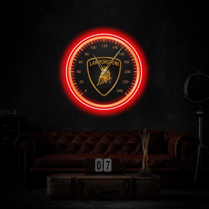 Lamborghini Neon Clock, Lamborghini Wall Clock, Garage Neon Clock ...