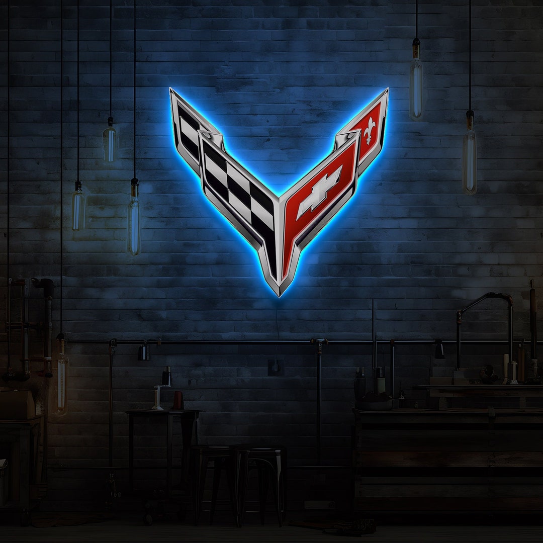 Corvette Neon Sign, Corvette Led Sign, Corvette Logo, Corvette Gift ...