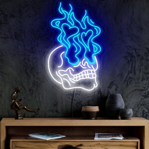 Skull Neon Sign, Skull Led Sign, Fire Skull Neon Sign, Skull Lover Gift ...
