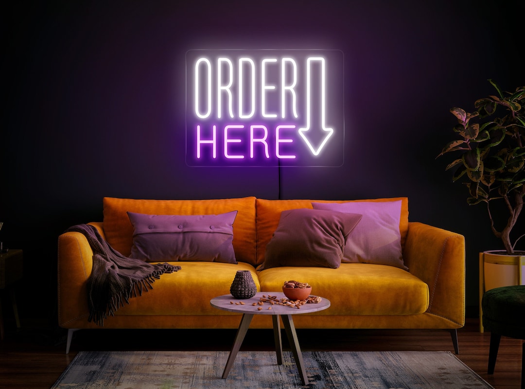 Order Here Neon Sign, Order Here Led Sign, Order Here Light Sign, Cafe ...