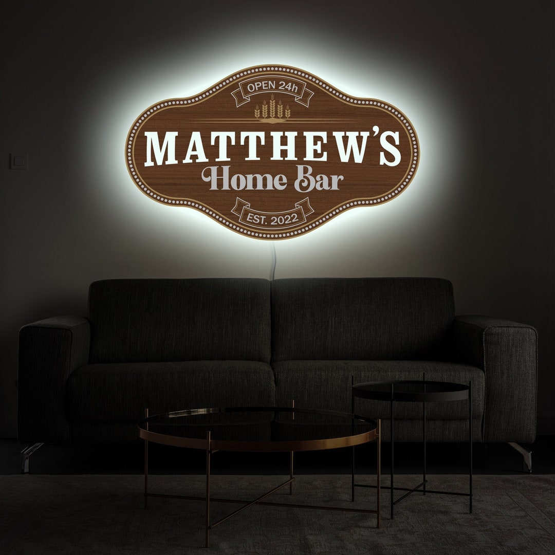 Home Bar Neon Sign, Custom Home Bar Sign, Personalized Bar Sign, Home ...