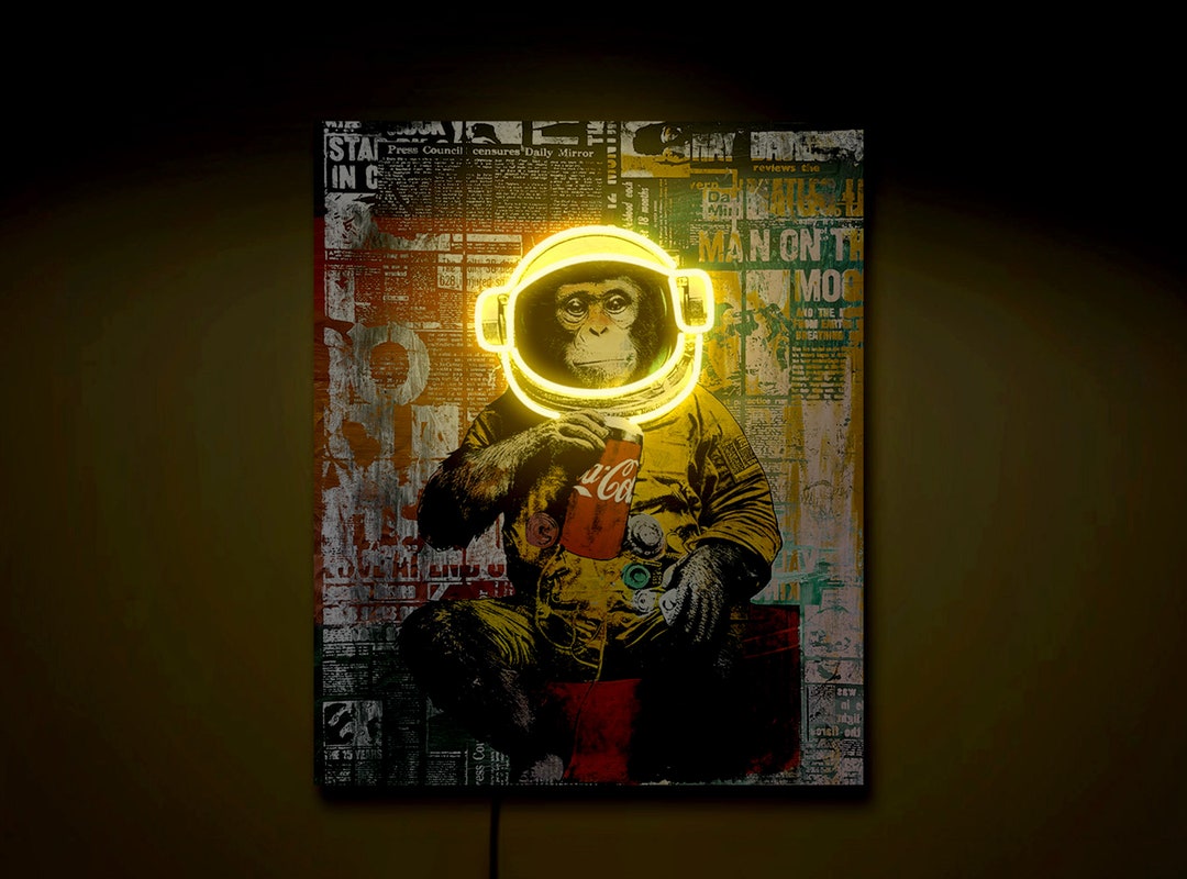 Monkey Astronaut Neon Sign, Space Monkey Led Sign, Monkey Neon Sign ...