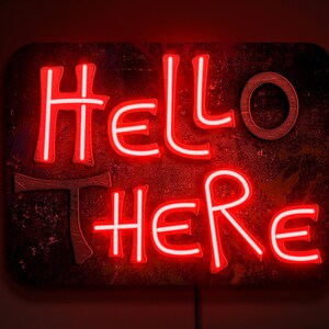 Hello There Neon Sign, Hell Here Neon Sign, Halloween Neon Sign, Decor ...