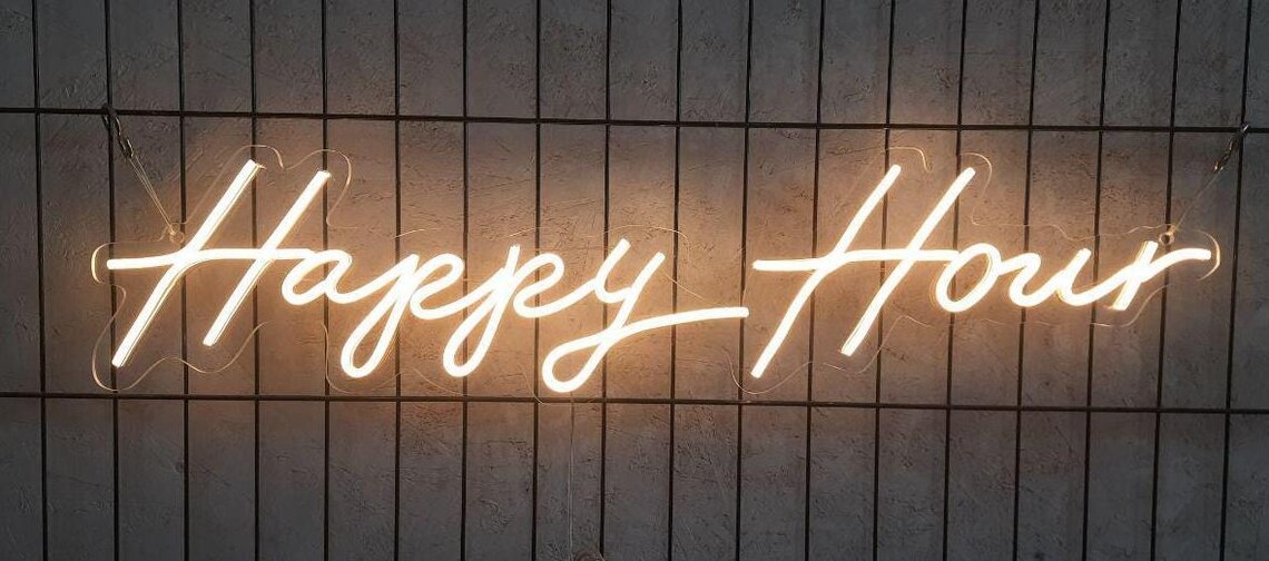Happy Hour Neon Sign, Happy Hour Led Sign, Bar Neon Sign, Home Bar Neon ...