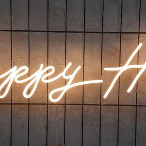 Happy Hour Neon Sign, Happy Hour Led Sign, Bar Neon Sign, Home Bar Neon ...