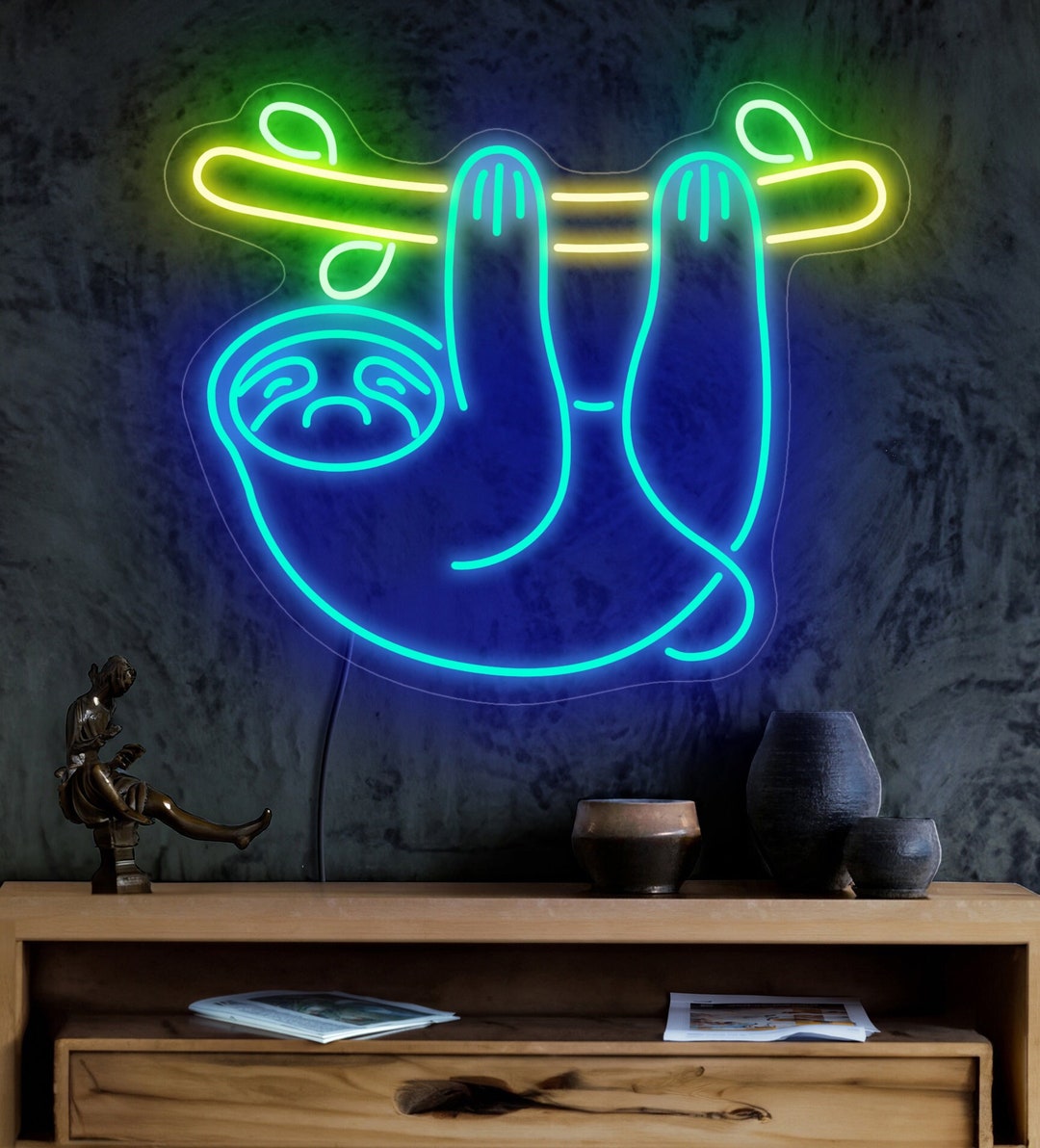 Sloth Neon Sign, Sloth Led Sign, Sloth Light Sign, Animal Neon, Sloth ...
