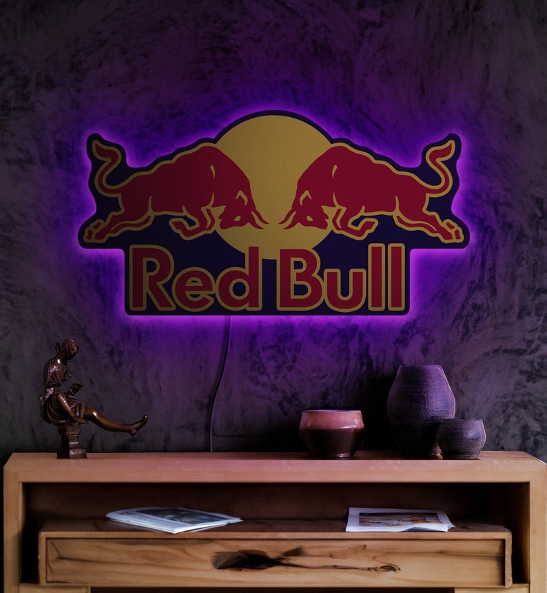 Red Bull Neon Sign, Red Bull Logo, Red Bull Racing Sign, Red Bull Sign ...