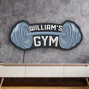 Custom GYM Neon Sign, Personalized Dumbbell Led Sign, Dumbbell Neon ...