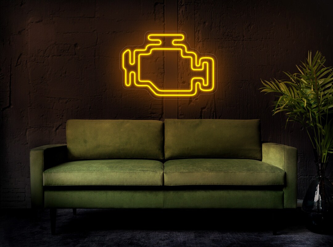 Check Engine Neon Light, Engine Neon Sign, Check Engine Sign, Auto ...