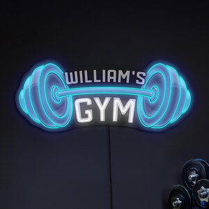 Custom GYM Neon Sign, Personalized Dumbbell Led Sign, Dumbbell Neon ...