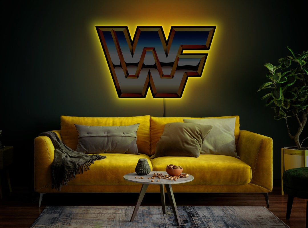 WWF Neon Sign, WWF Led Sign, World Wrestling Federation Sign, Wwf Logo ...