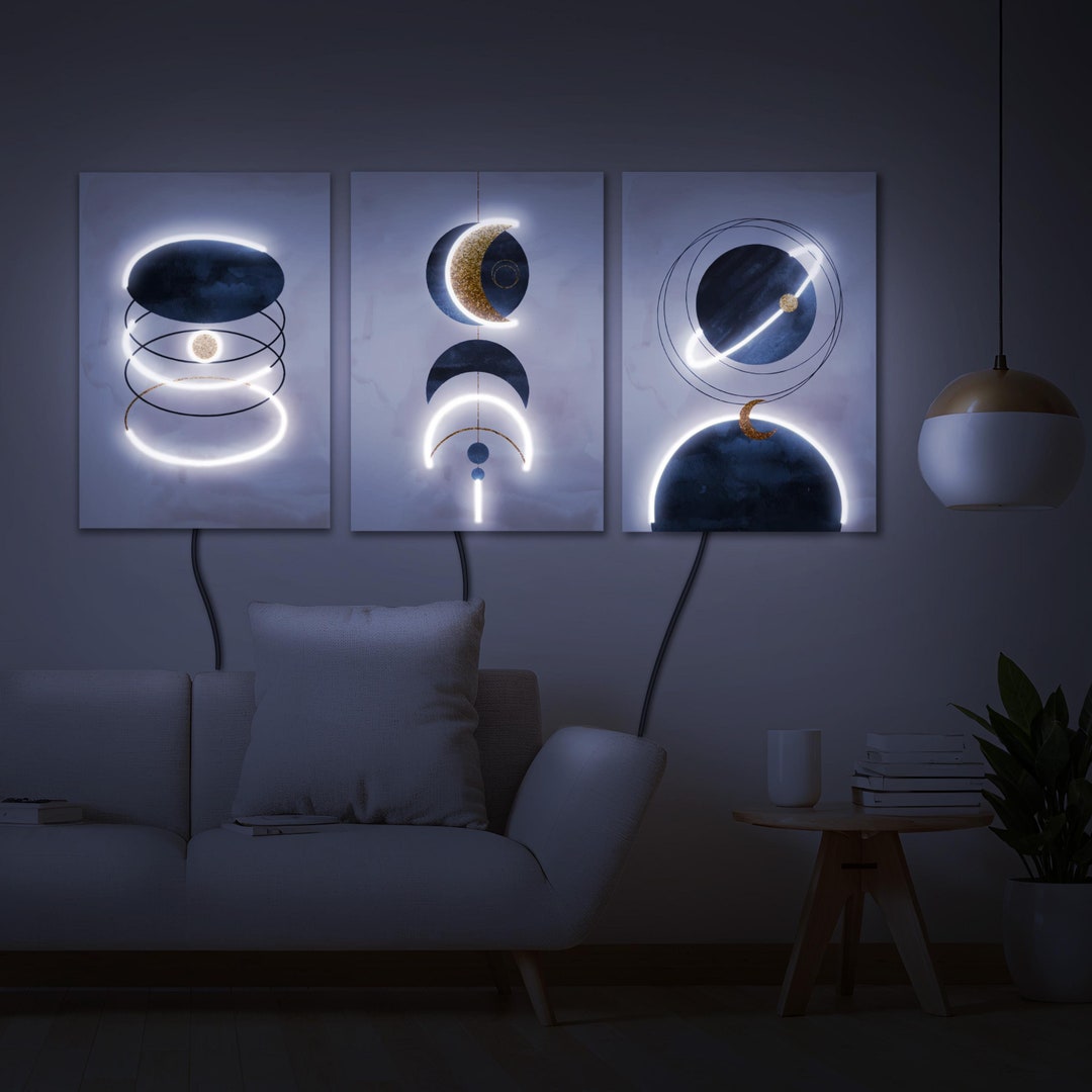 Geometric Neon Wall Art, Abstract Neon Painting, Abstract Wall Art Led ...