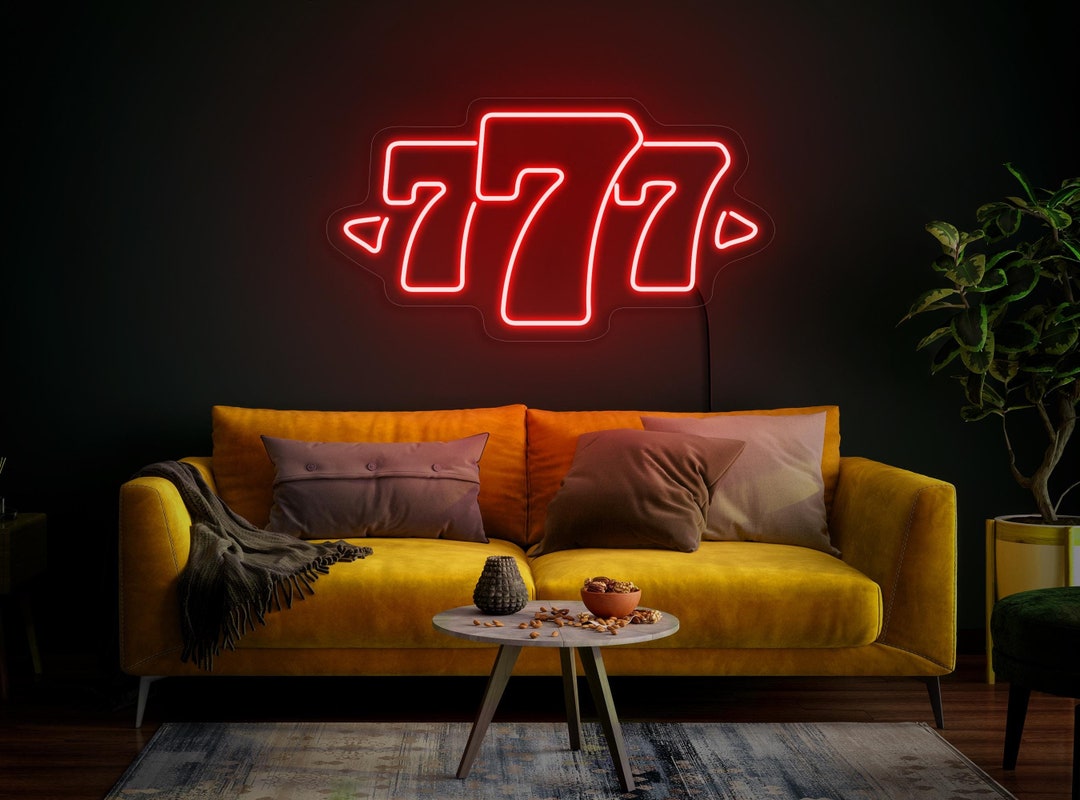 777 Neon Sign, Lucky Number Neon Sign, Jackpot Neon Sign, Lucky Seven ...