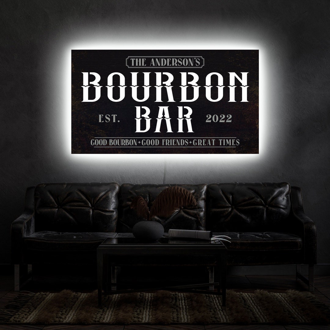 Custom Bar Neon Sign, Bourbon Bar Sign, Bourbon Neon Sign, Personalized ...