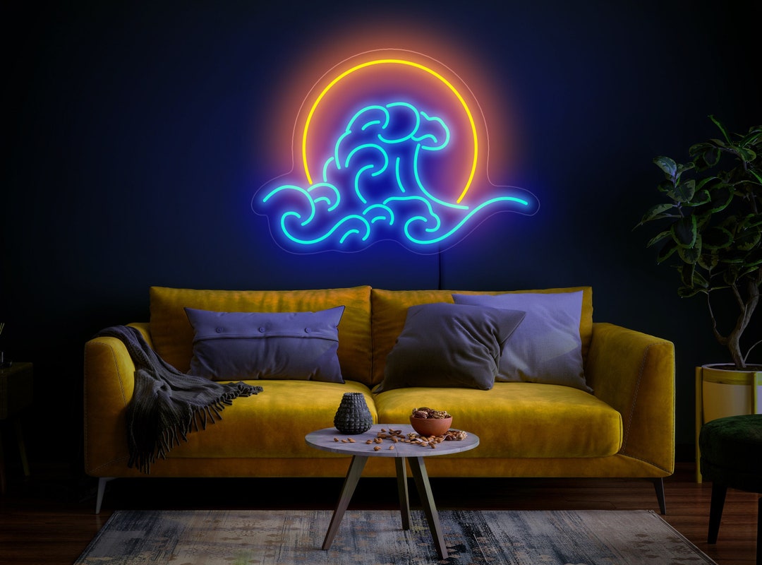 Wave Sunset Neon Sign, Sun Neon Sign, Ocean Neon Sign, Sunrise Neon ...