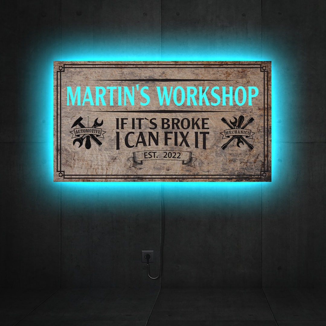 Custom Workshop Neon Sign, Personalized Workshop Sign, Workshop Name ...