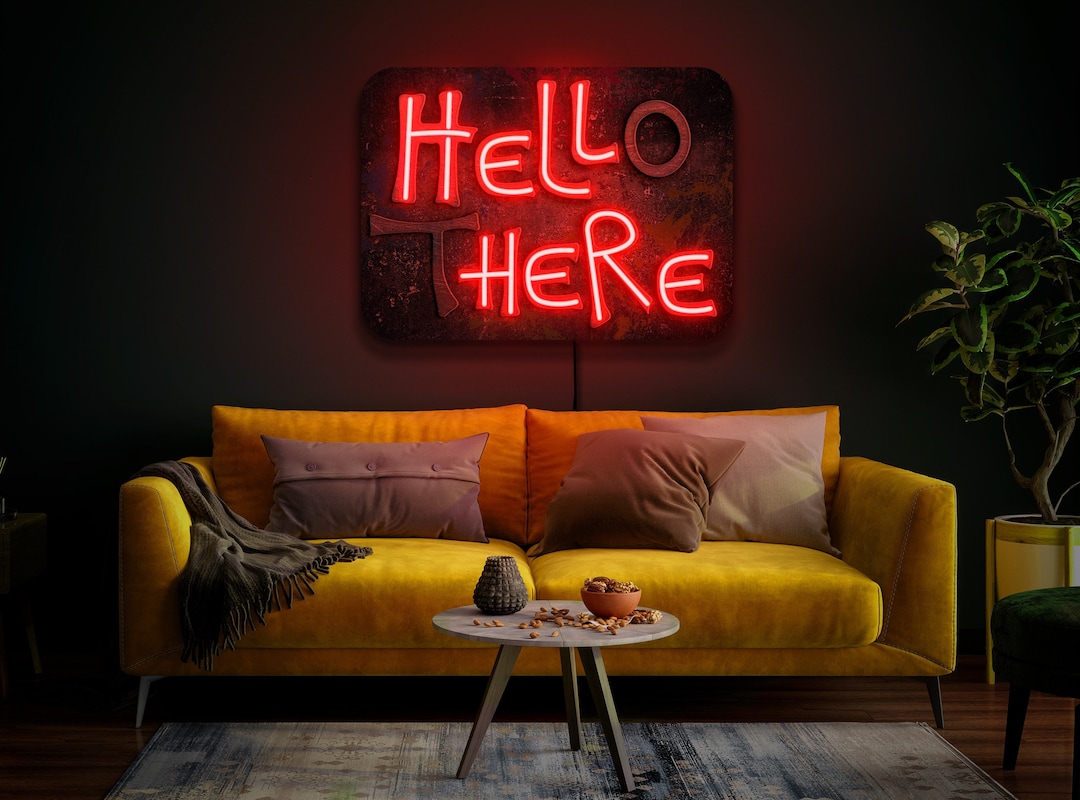 Hello There Neon Sign, Hell Here Neon Sign, Halloween Neon Sign, Decor ...