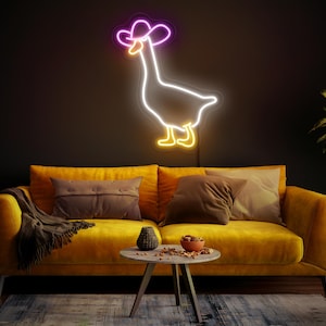 Cowboy Goose Neon Sign, Goose Led Sign, Cowboy Neon Sign, Bird Neon ...
