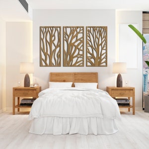 3 Panel Wall Art Trees, Wall Decor Wood Panel, Wood Wall Art Panel ...